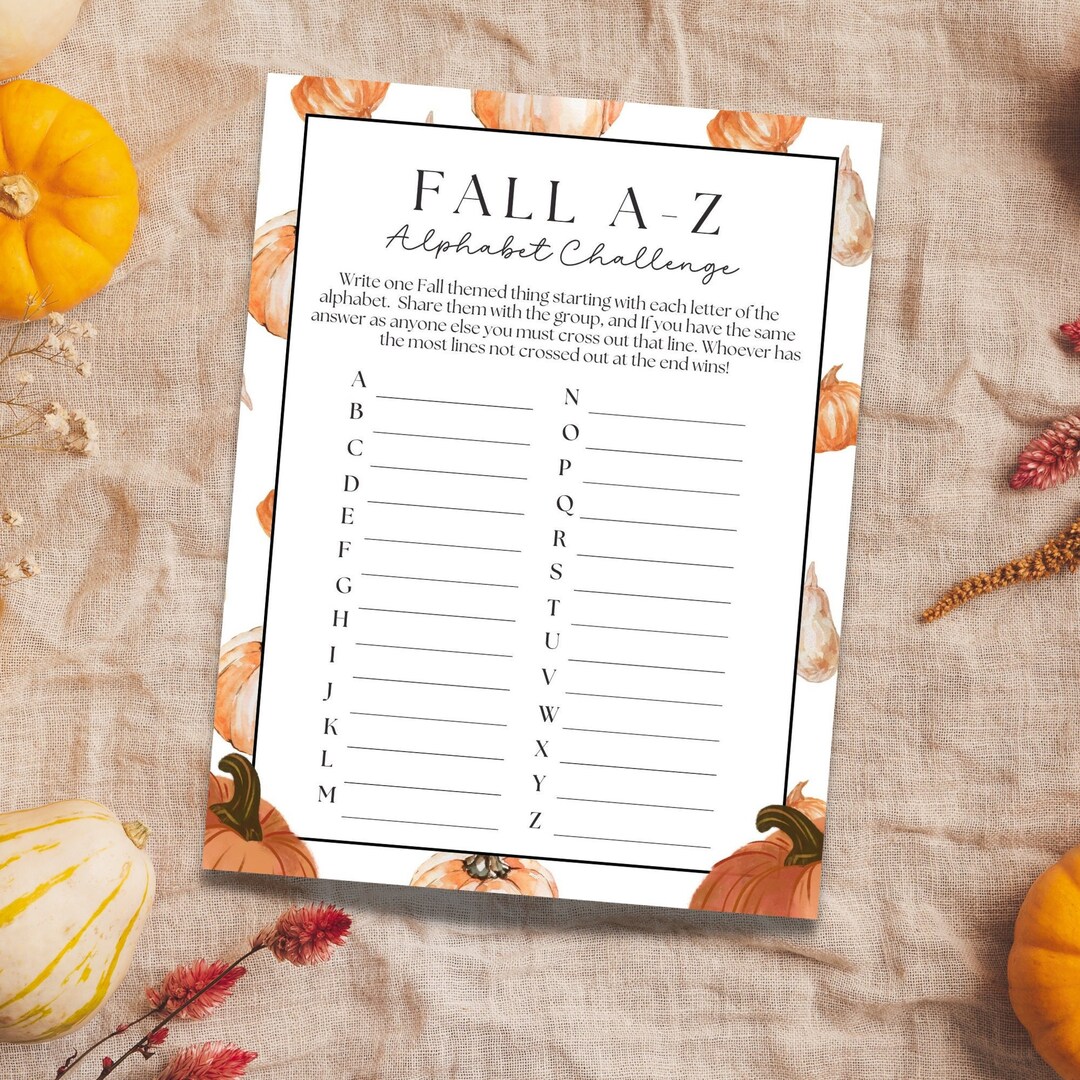 Fall A - Z Race Game, Printable Autumn Party Games, Fall Time ...