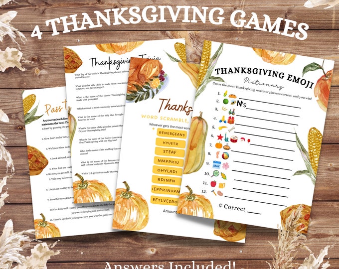 Thanksgiving Game Bundle | Printable Thanksgiving Games for Kids and ...