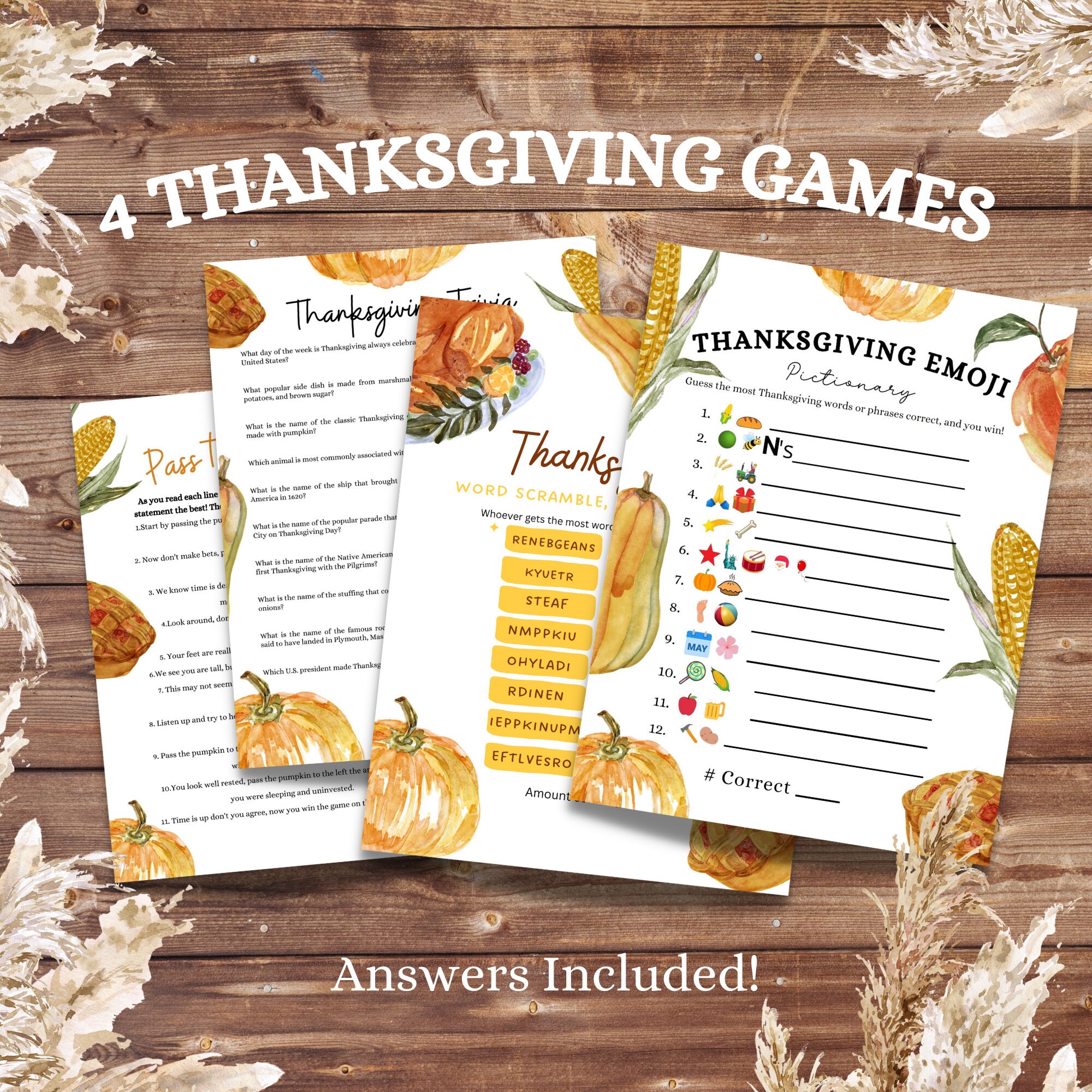 Thanksgiving Games Bundle, Printable Games, Dinner Party Games ...