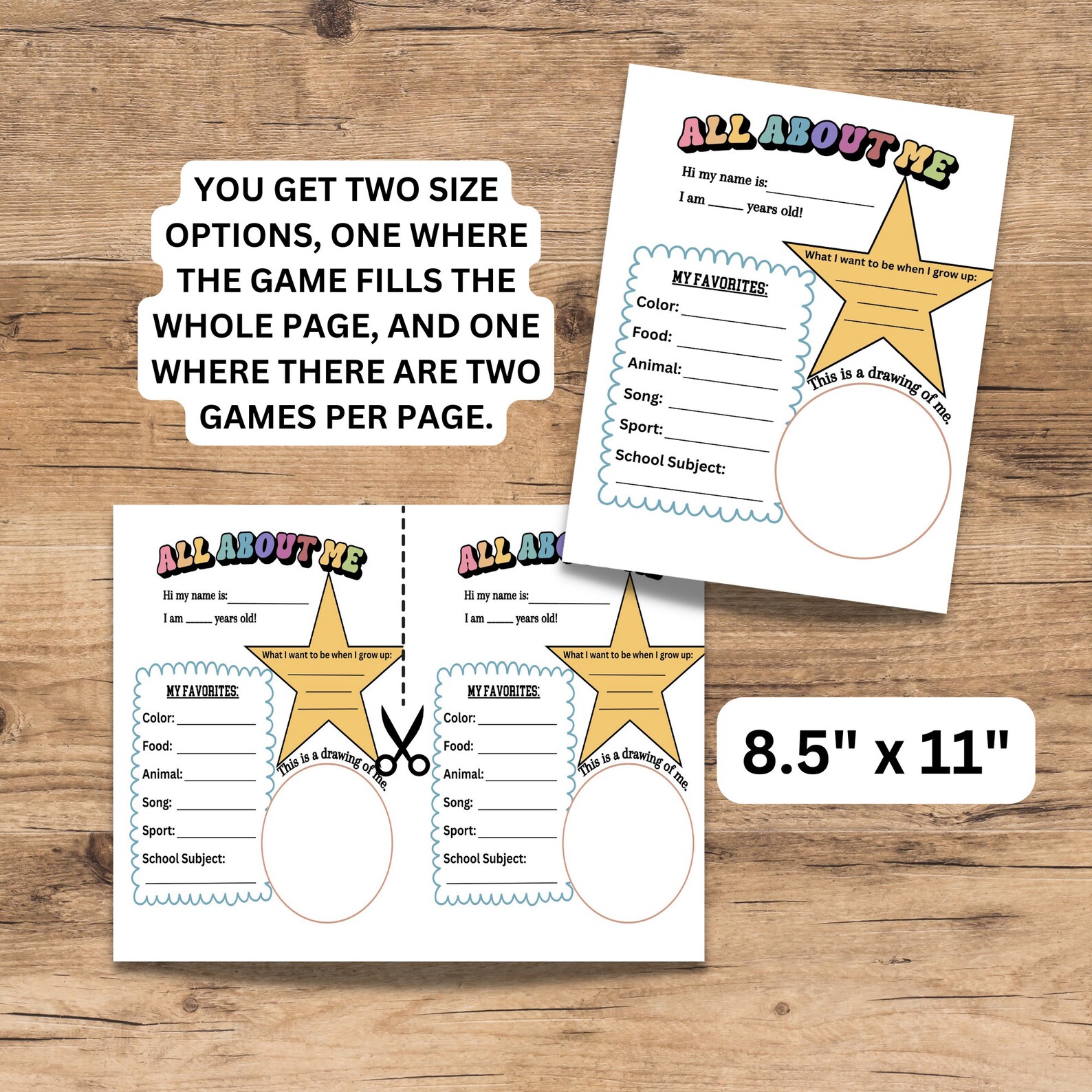 PRINTABLE All About Me Worksheet, Printable Activity for Kids, First ...