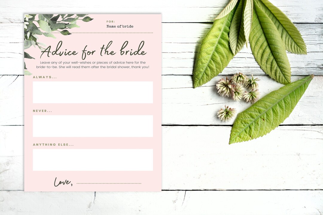 Advice for the Bride. Instant Download, Printable Game, Bridal Shower ...
