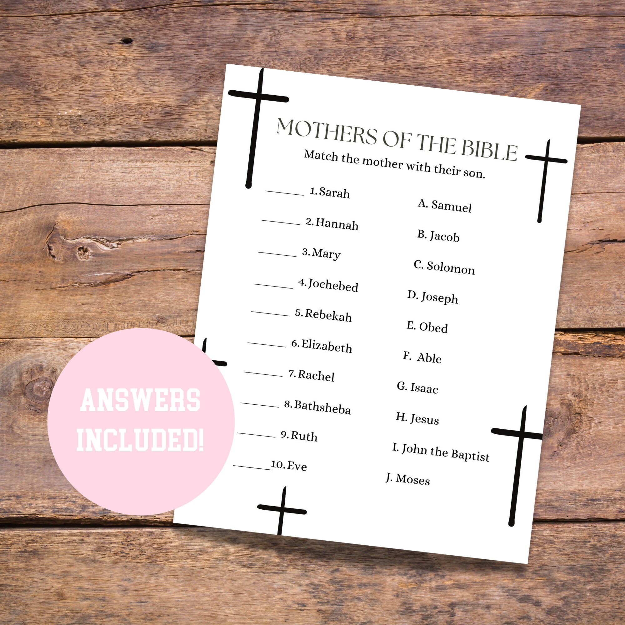 Mothers Day Bible Games, Bible Match Party Game, Bible Games for Kids ...