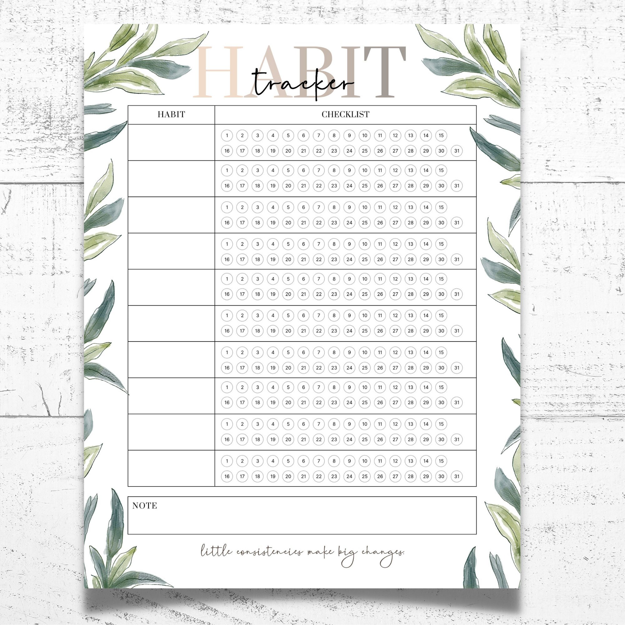 Minimalistic, Daily Habit Tracker, Printable, Everyday Habit Tracker ...
