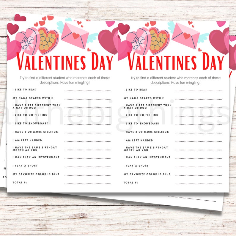 Valentine Find Someone Who Activity for Students | Printable Valentine ...