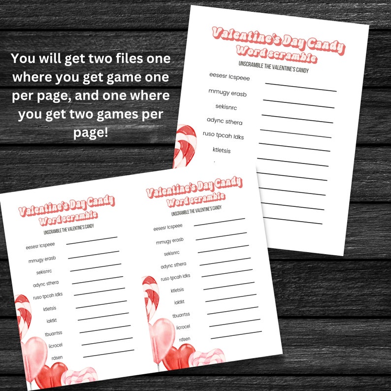 Valentine's Day Candy Word Scramble Game | Valentine Printable Games ...
