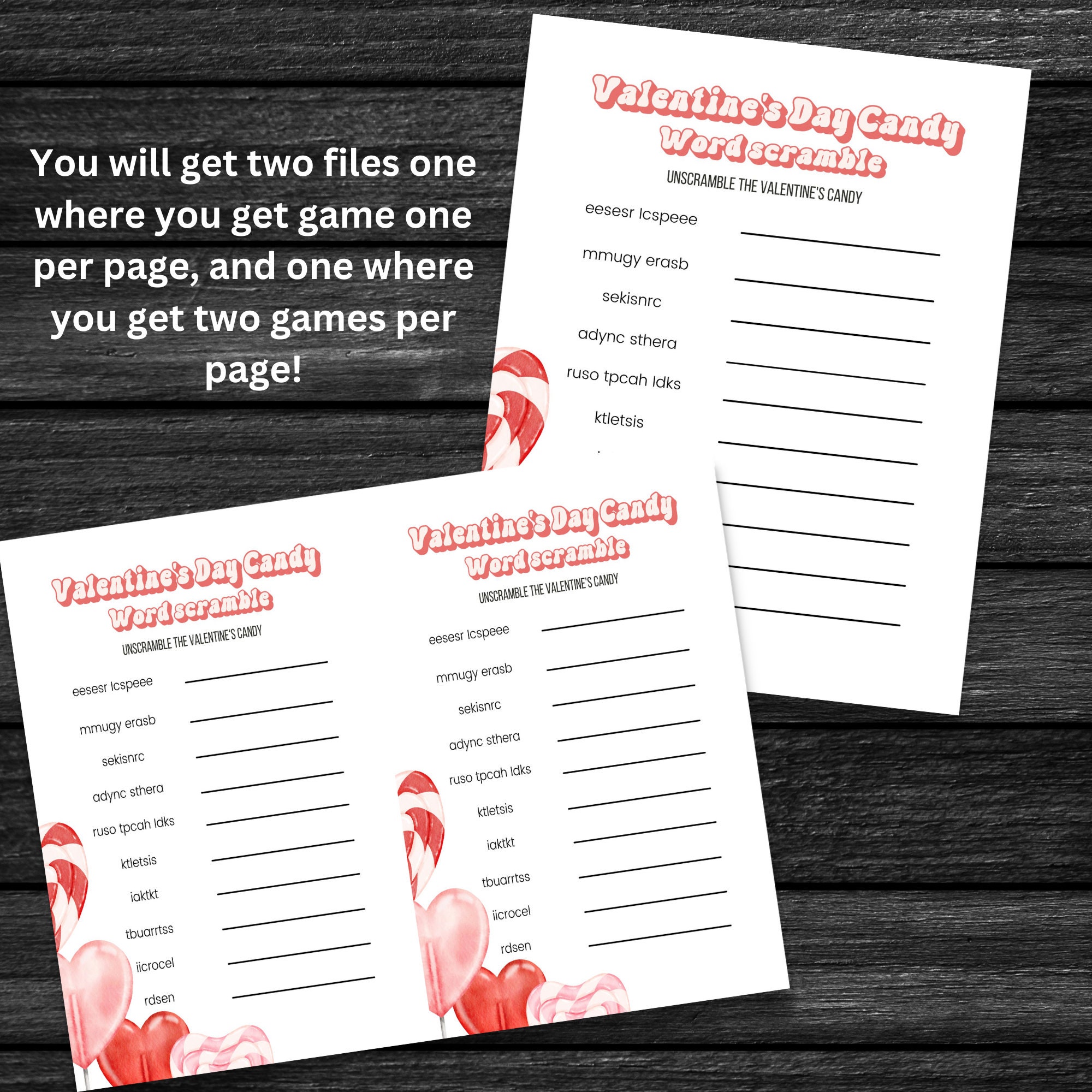 Valentine's Day Candy Word Scramble Game | Valentine Printable Games ...