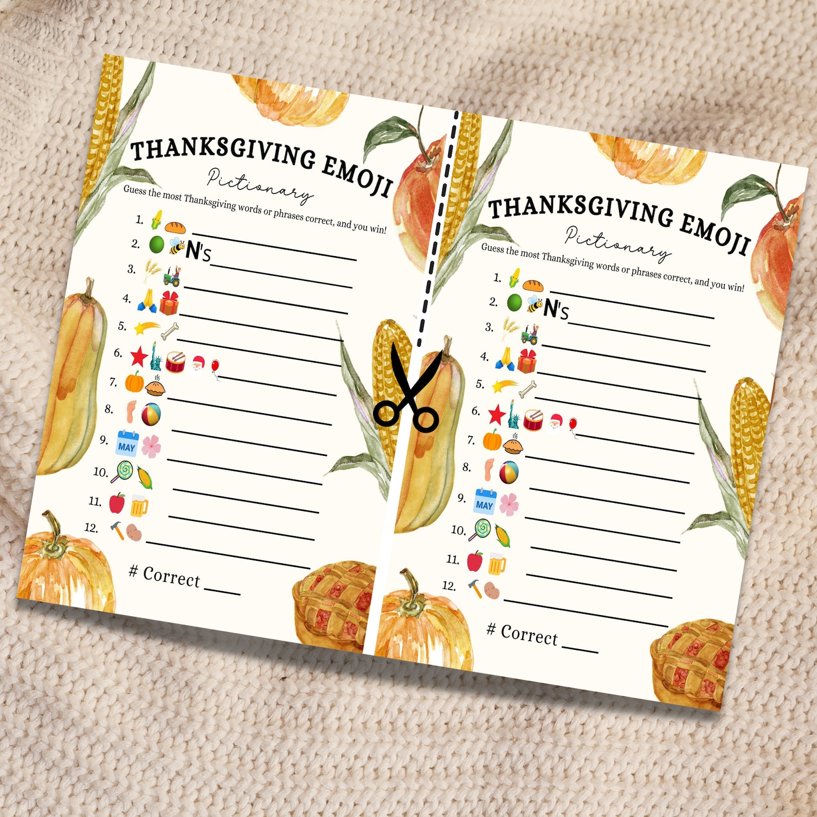 Thanksgiving Emoji Pictionary Game, Thanksgiving Printable Games, Fun ...