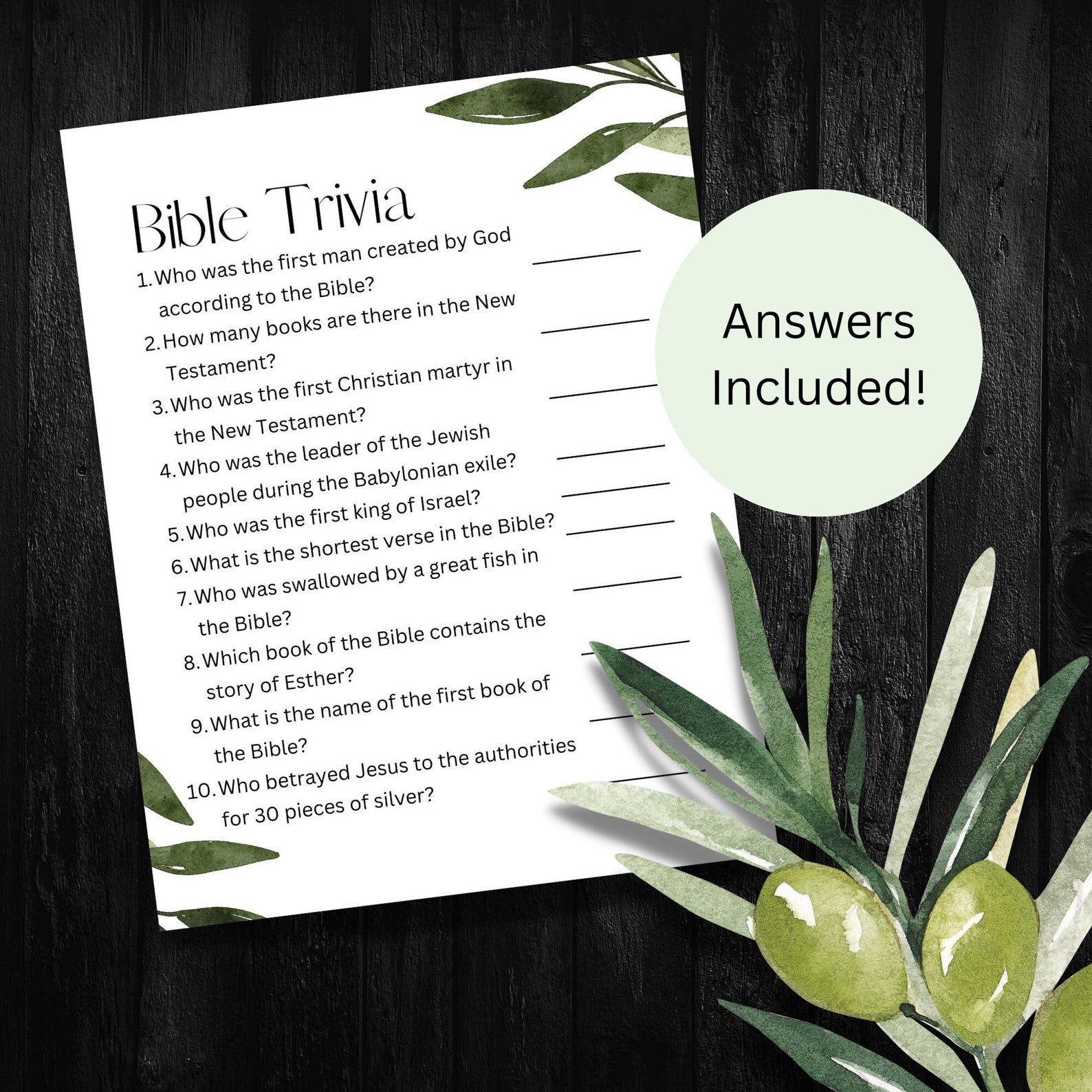 Bible Trivia, Church Party Game, Bible Game, Fun Church Game, Bible ...