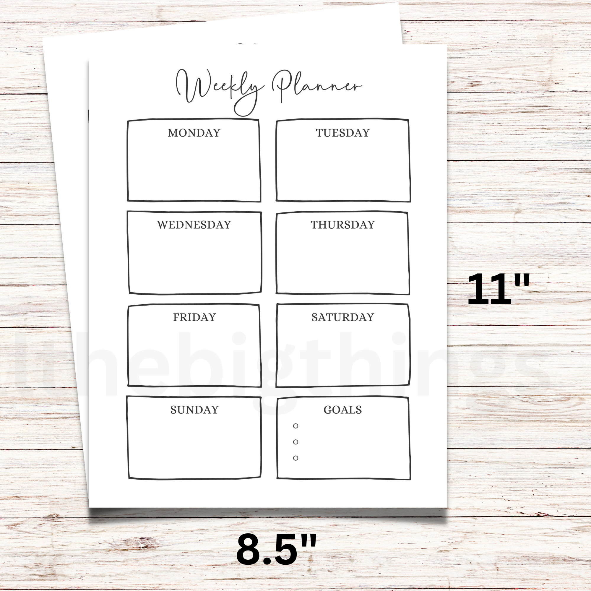 Weekly Planner Printable Landscape, Minimalist Weekly Schedule, Week at ...