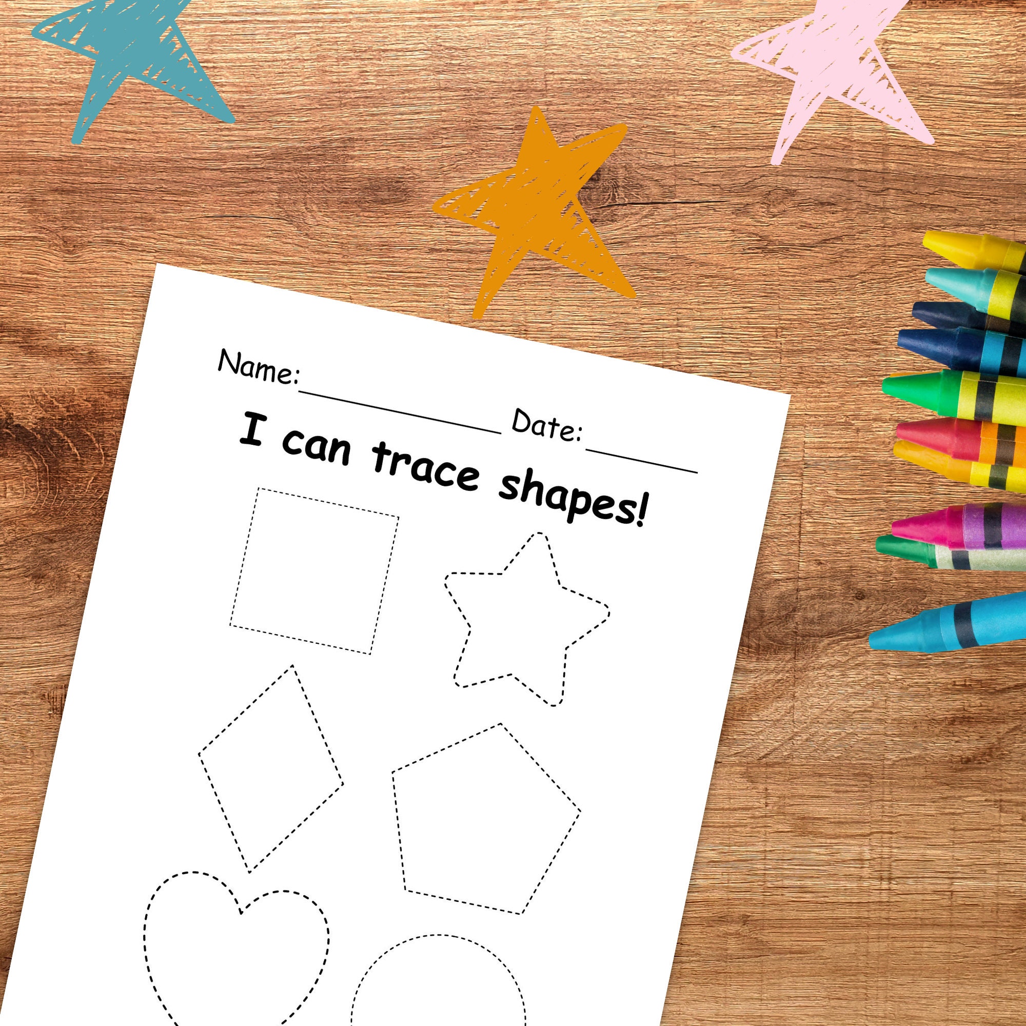 Preschool Learning, Preschool Shapes, Trace the Shapes, Pre-k ...