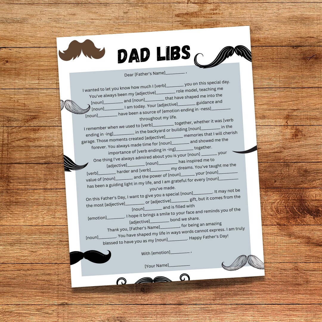 Father's Day Game, Father's Day Gift, Dad Libs Activity! Cool Dad ...