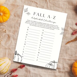 Fall A - Z Race Game, Printable Autumn Party Games, Fall Time ...