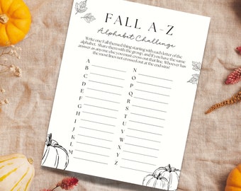 Fall A Z Race Game Printable Autumn Party Games Fall Time Activities ...