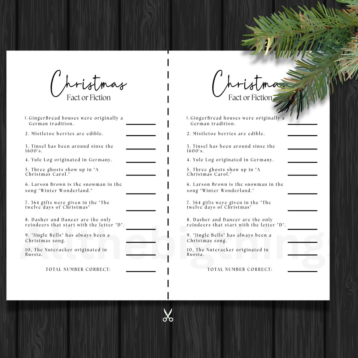 Christmas Printable Game Fact or Fiction Game Holiday Party - Etsy