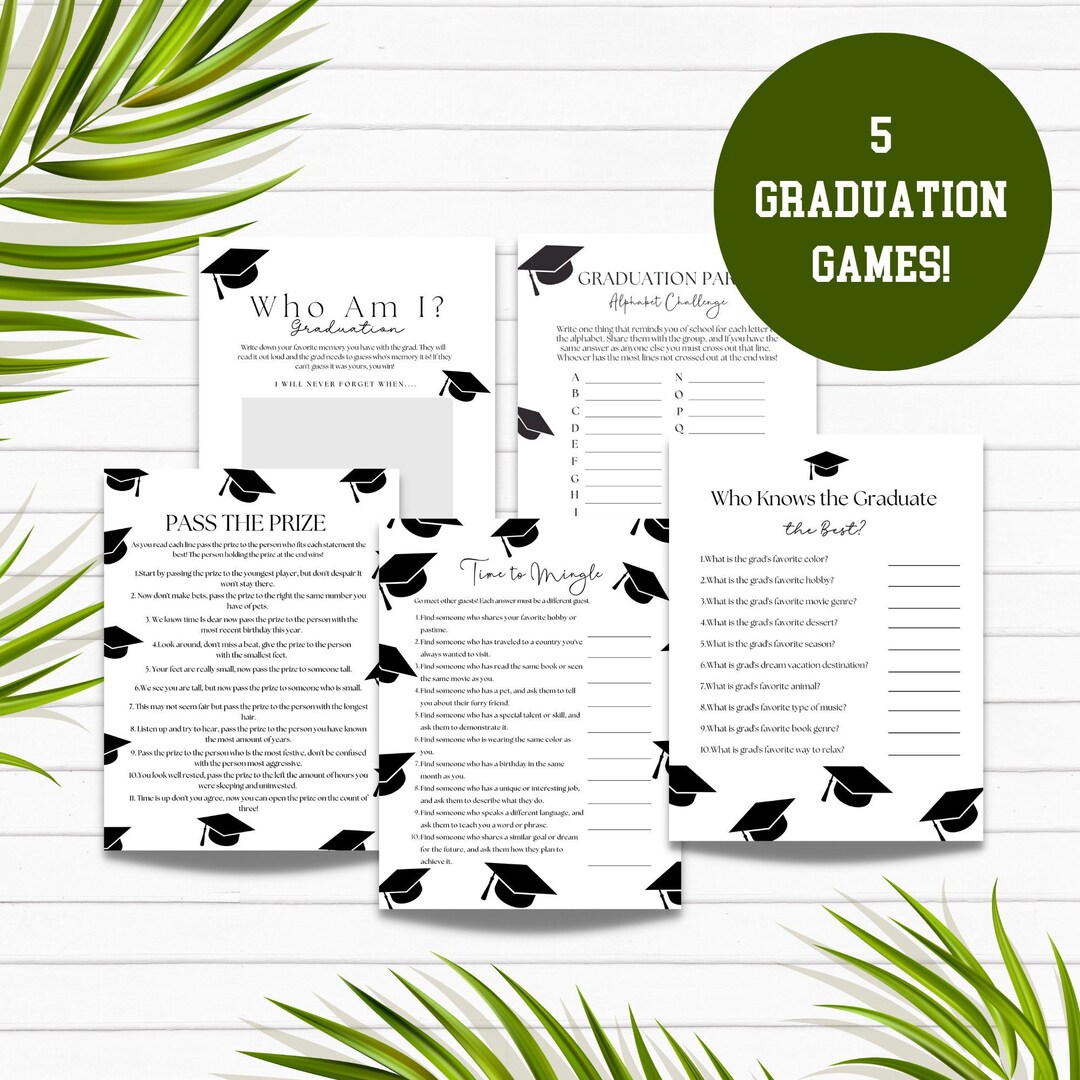 5 Graduation Games Bundle, Graduation Games Printable, Graduation Party ...