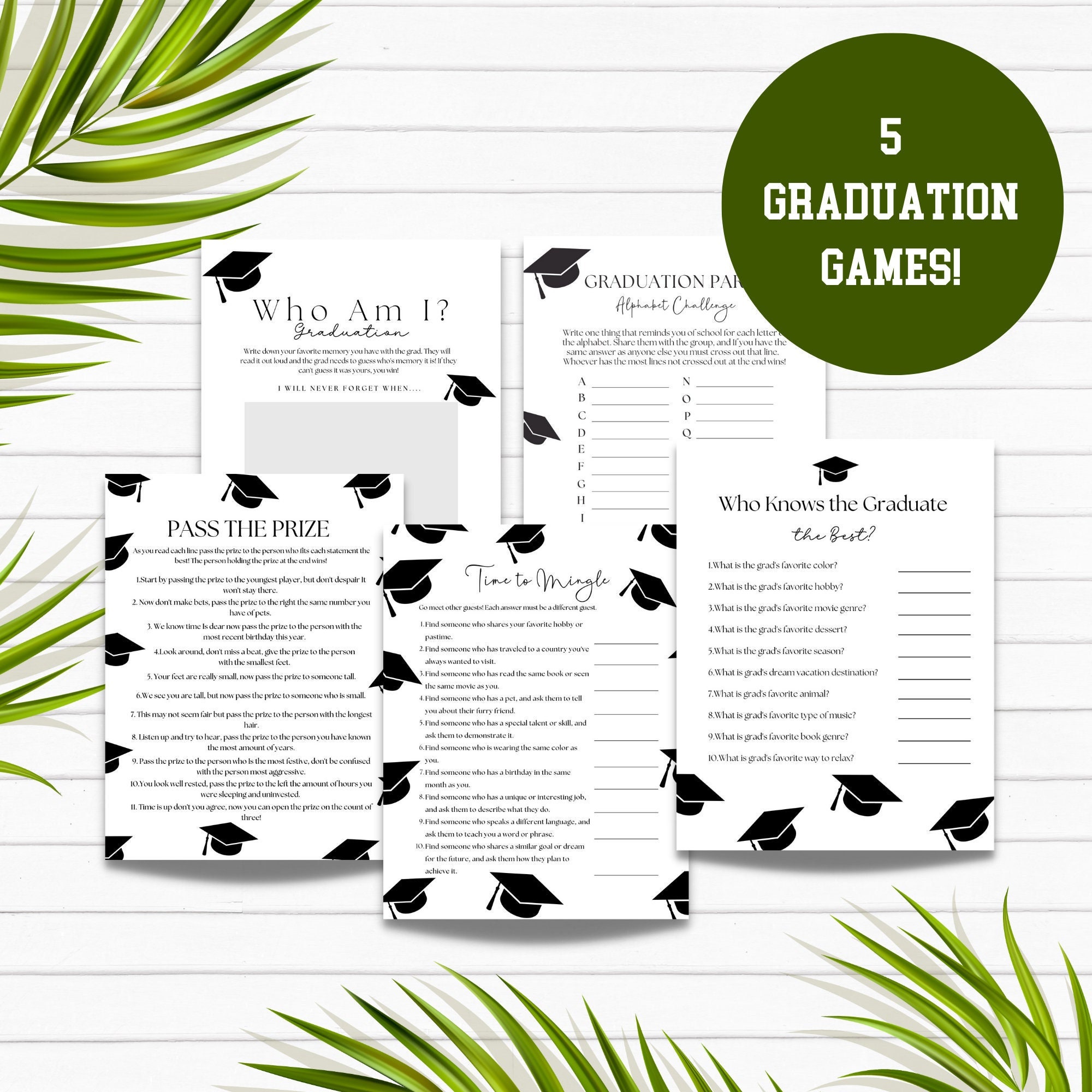 5 Graduation Games Bundle, Graduation Games Printable, Graduation Party ...
