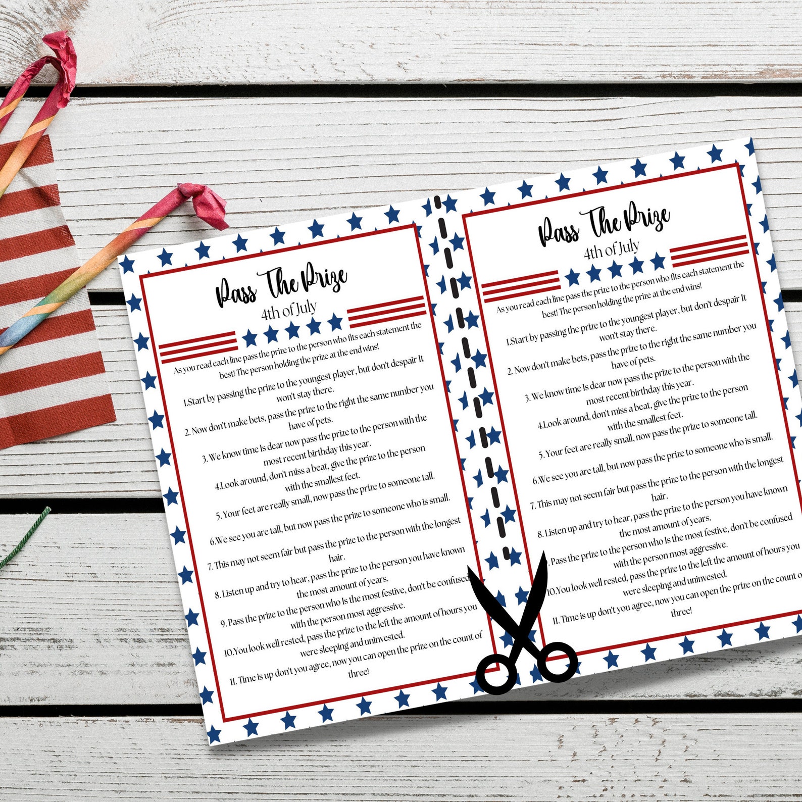 Fourth of July Pass the Prize Game, Printable Family Games, Patriotic ...