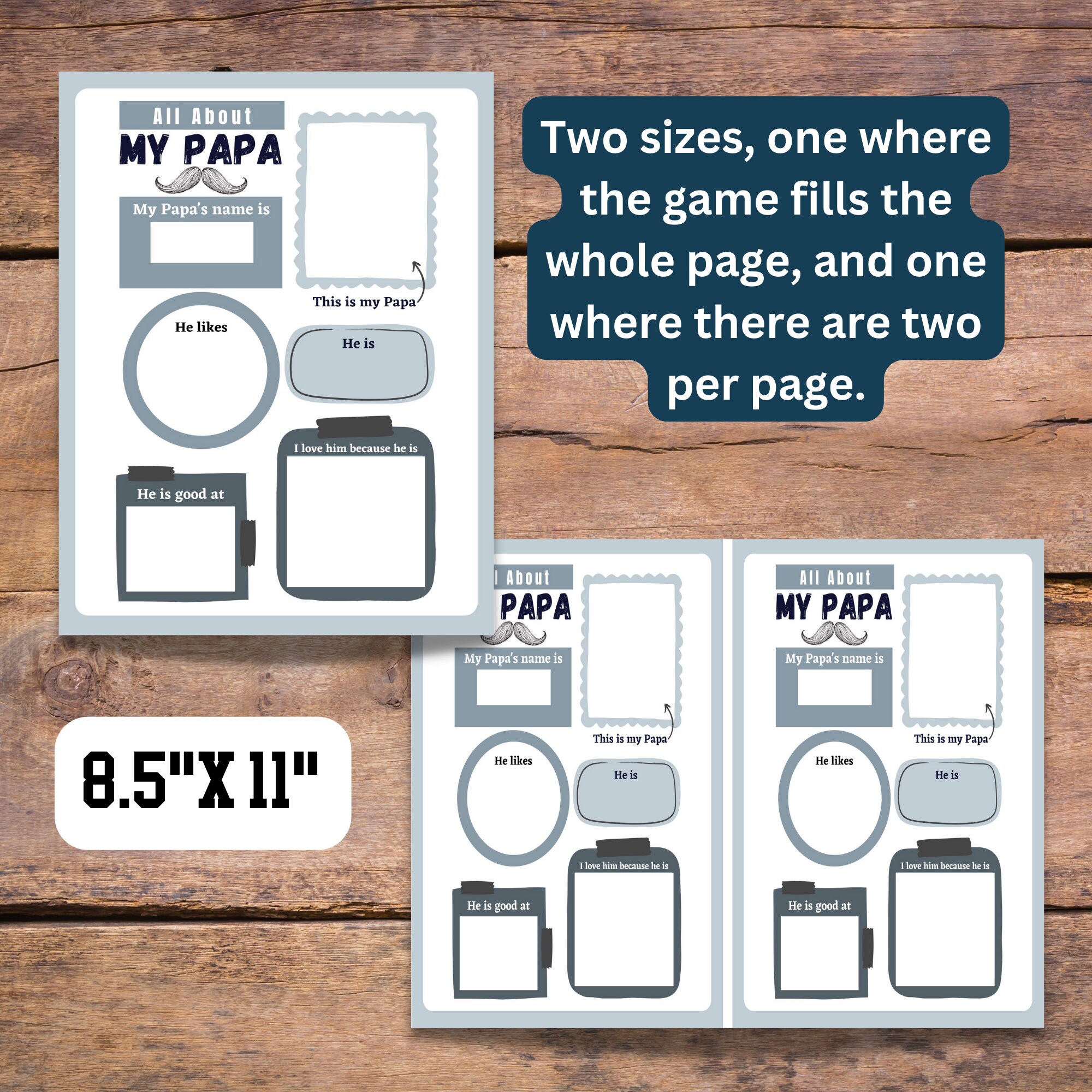 Father's Day Printable, All About My Papa, Personalized Papa Gift ...