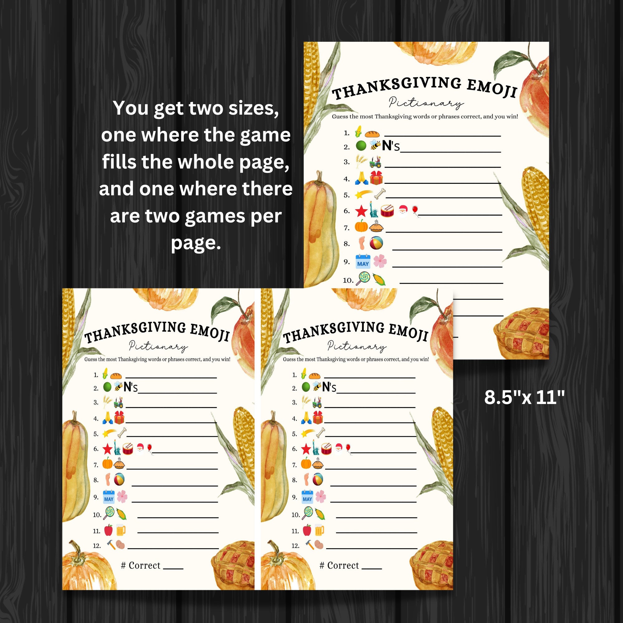 Thanksgiving Emoji Pictionary Game, Thanksgiving Printable Games, Fun ...
