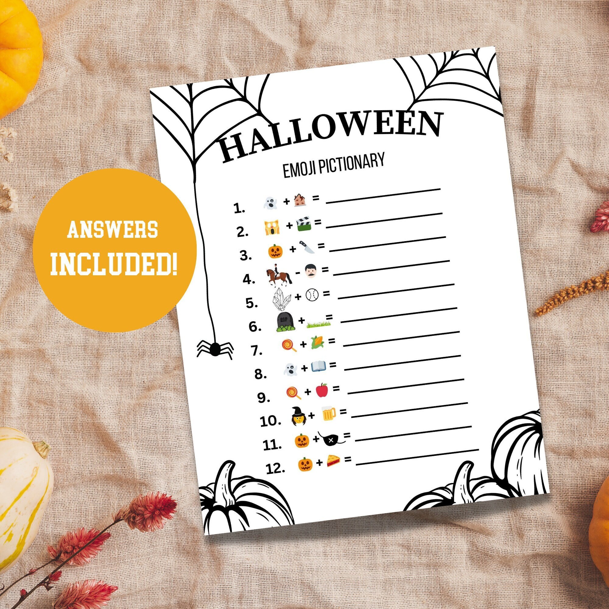 Halloween Emoji Pictionary Party Game, Halloween Picture Trivia Games ...