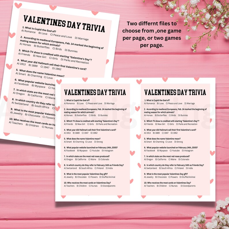 Valentines Day Trivia Game, Valentine Day Party Game for Kids ...