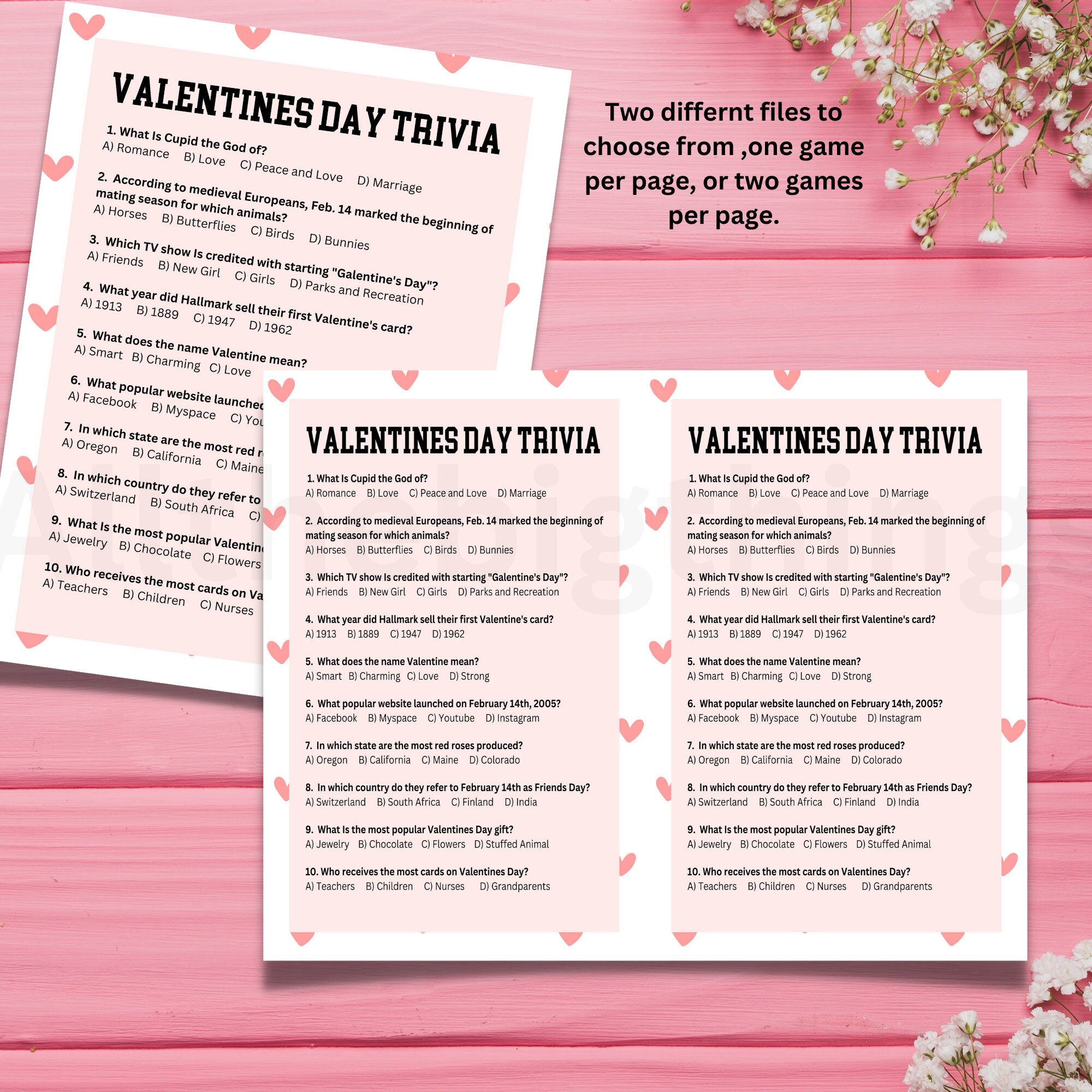 Valentines Day Trivia Game, Valentine Day Party Game for Kids ...