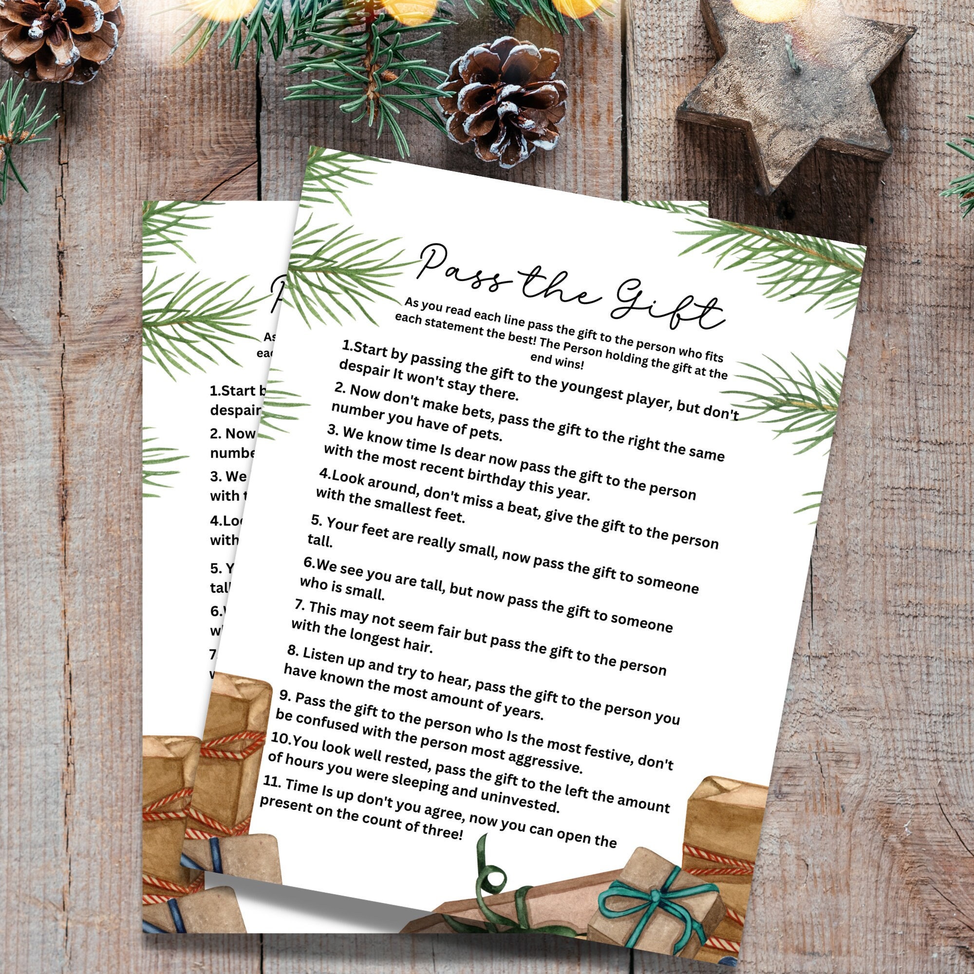 Christmas Pass the Present Game, Christmas Gift Exchange Game, White ...