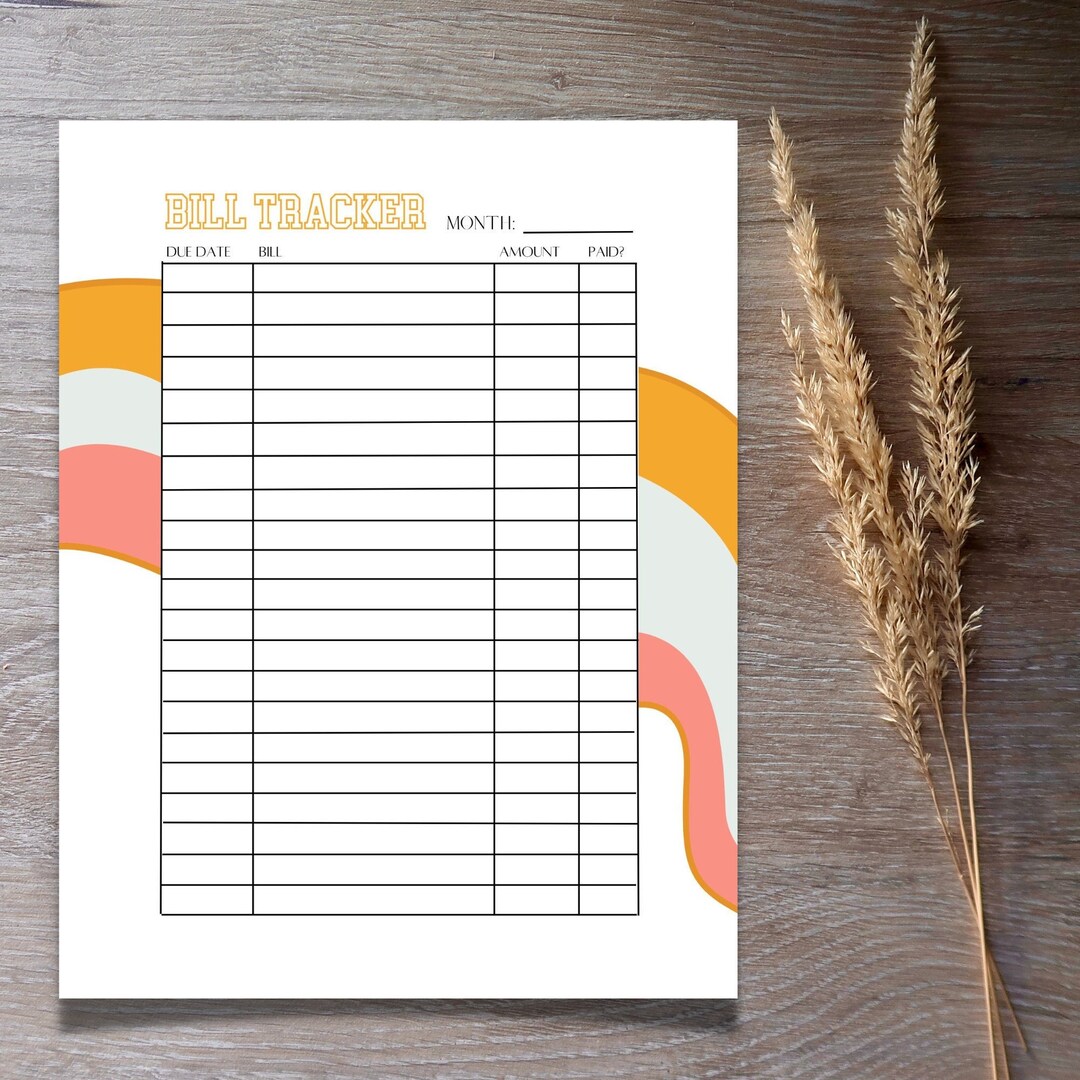 Monthly Bill Tracker, Monthly Bill Log, Bill Planner, Bill Payment ...