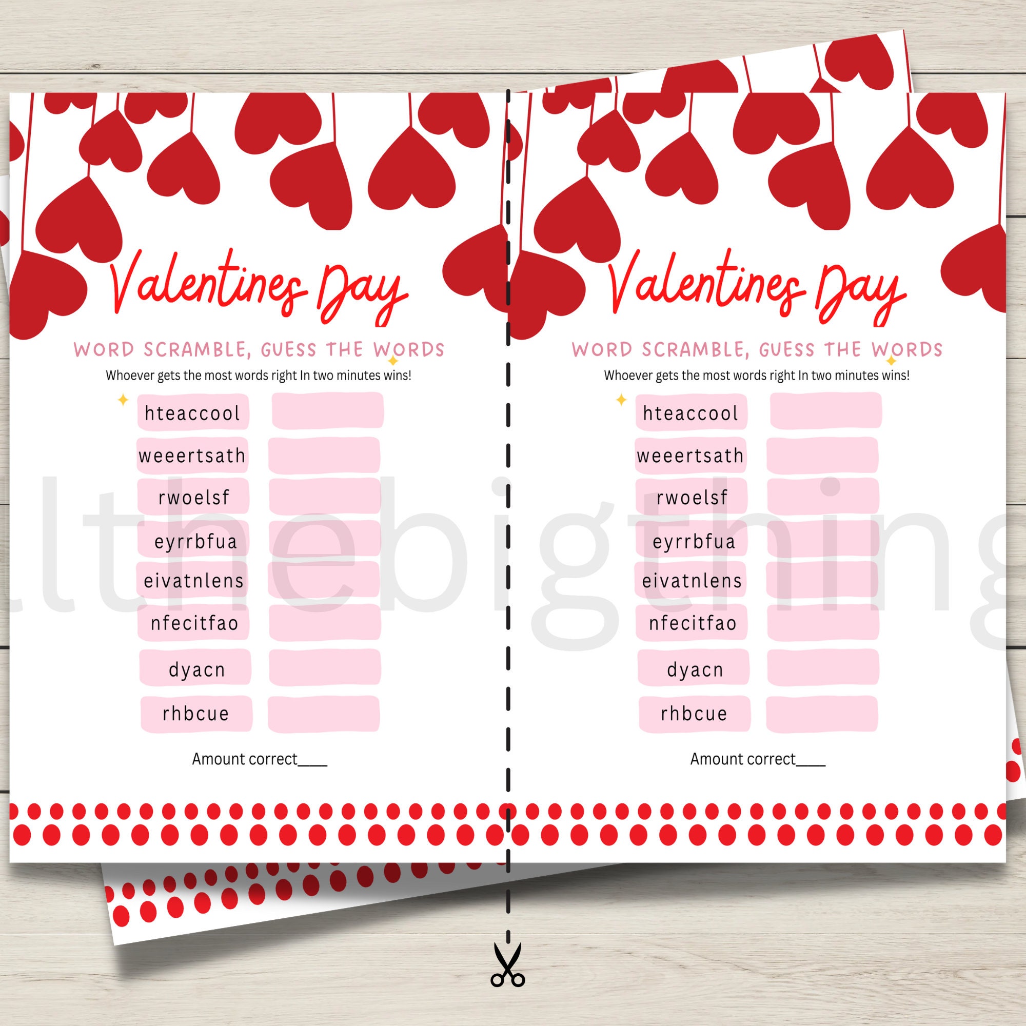 Valentines Day Game, Word Scramble, Classroom Valentines Day Party Game ...