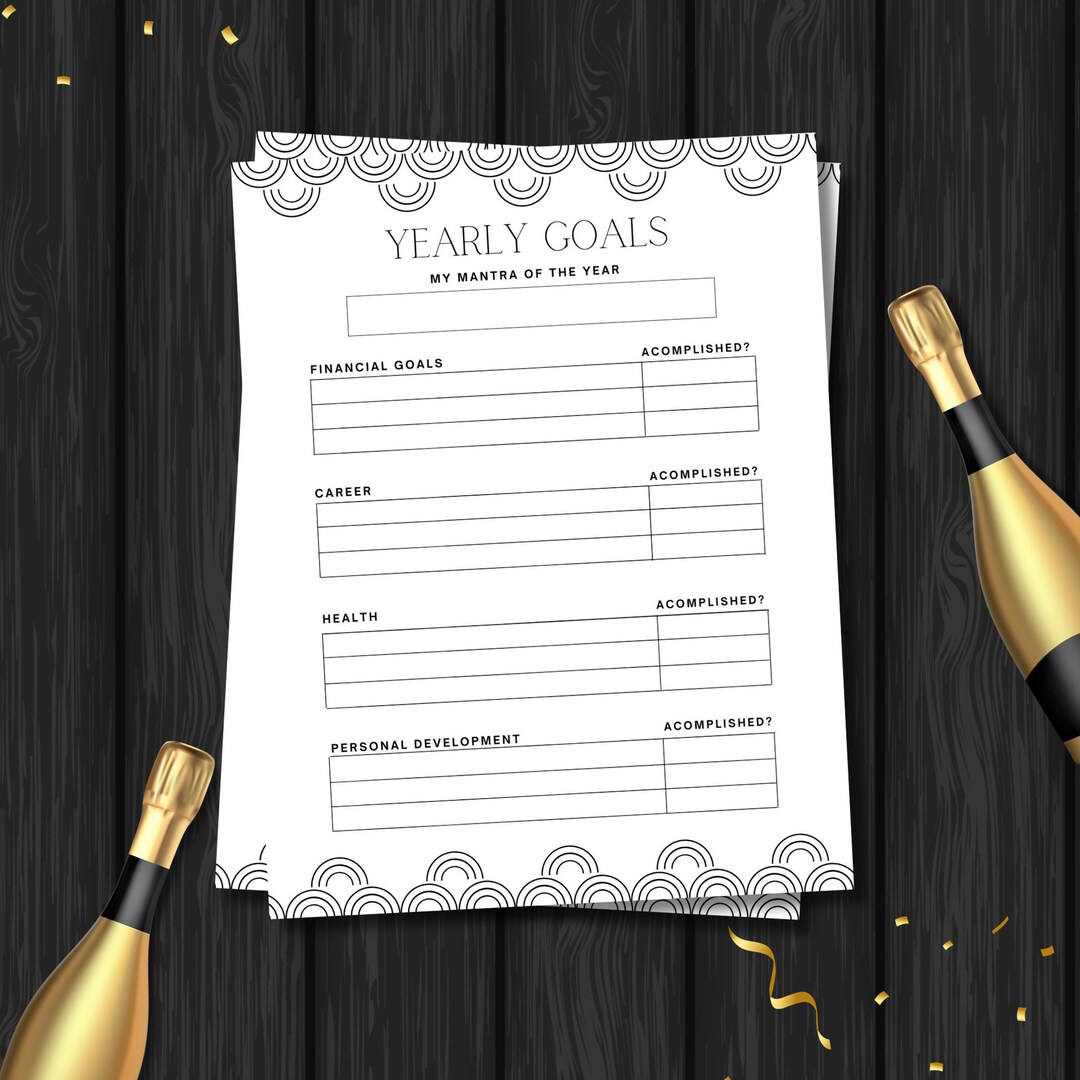 New Years Yearly Goals Game, New Year Eve Party Game, New Year Eve ...