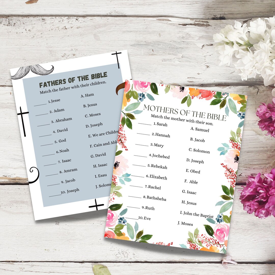Mothers Day and Fathers Day, Bible Games, Bible Match Game, Bible Games ...