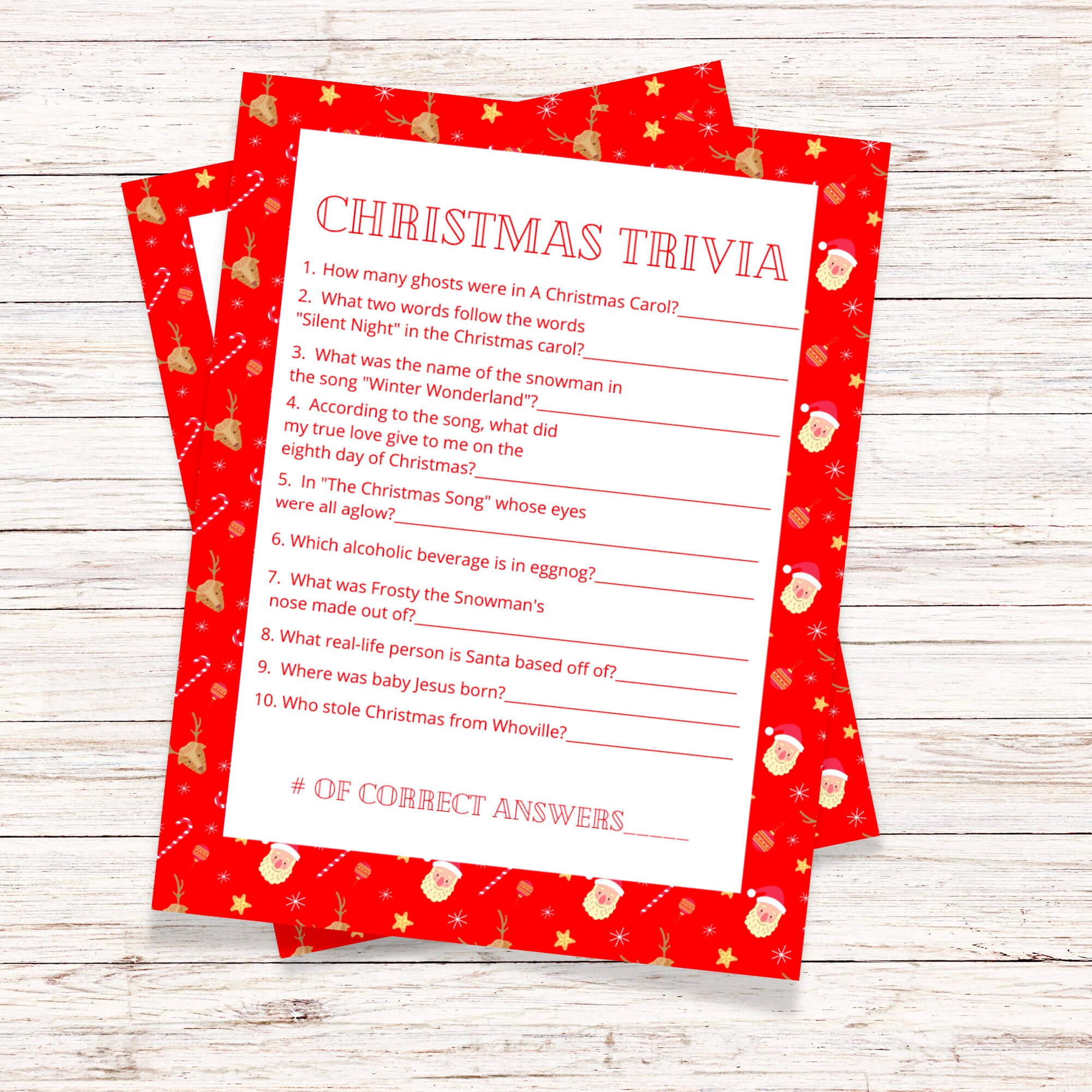 Christmas Trivia, Digital Download, Christmas Game, Printable Game ...