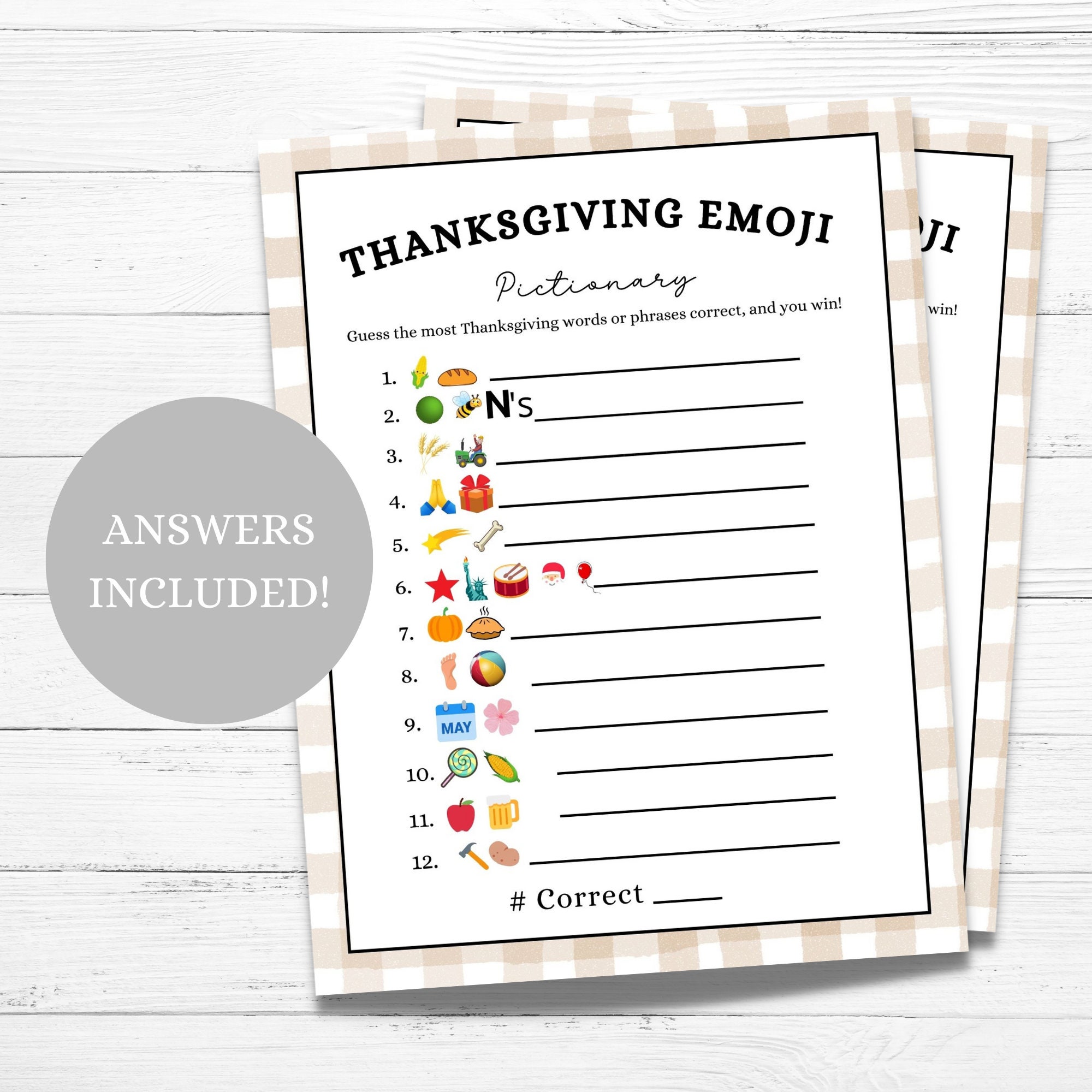 Thanksgiving Emoji Pictionary Game, Thanksgiving Printable Games, Fun ...