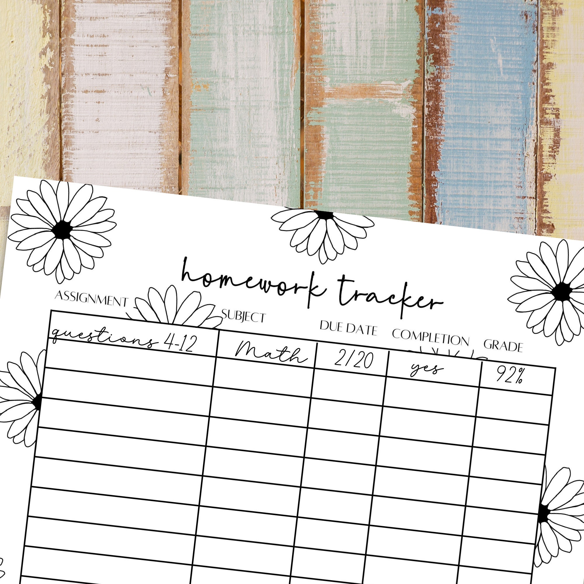 Printable Assignment Tracker, Weekly Homework Planner, Back to School ...