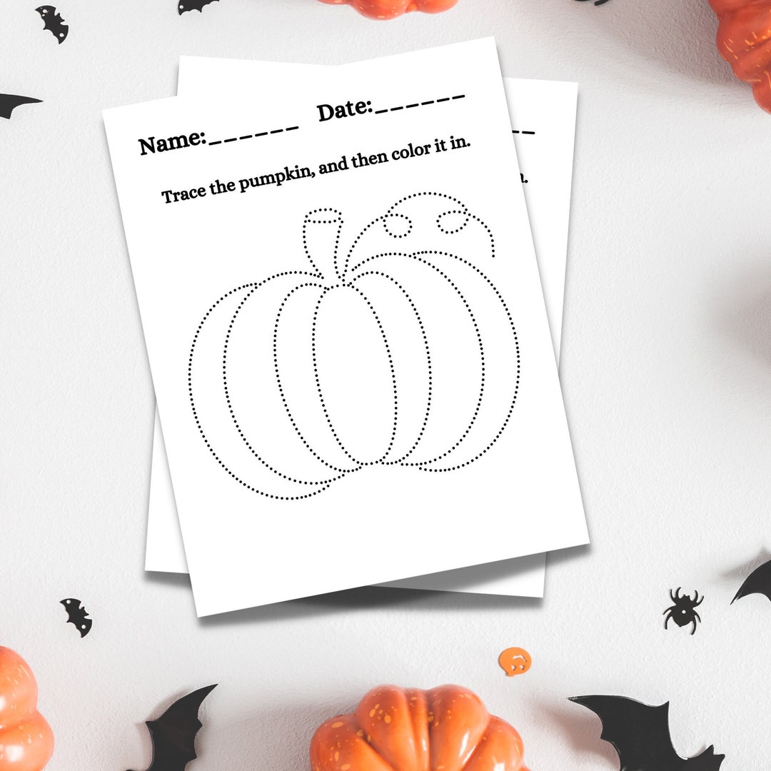 Pumpkin Trace Pages Printable, Preschool Worksheet, Prek Activities ...