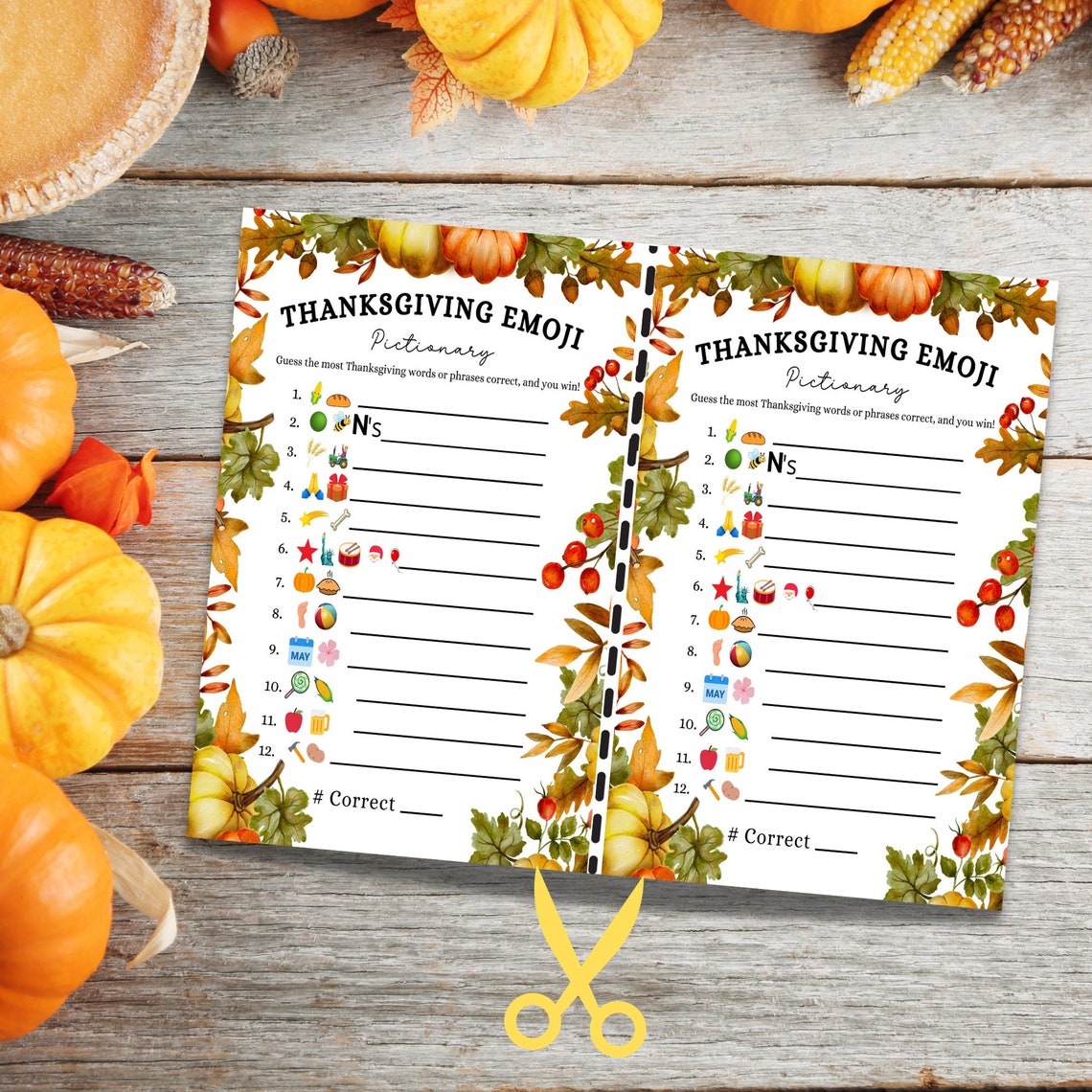Thanksgiving Emoji Pictionary Game, Thanksgiving Printable Games, Fun ...