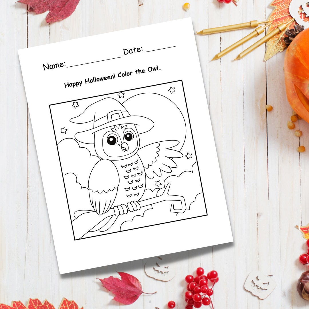 Halloween Coloring Page, Large Form for Toddler, Digital Download ...