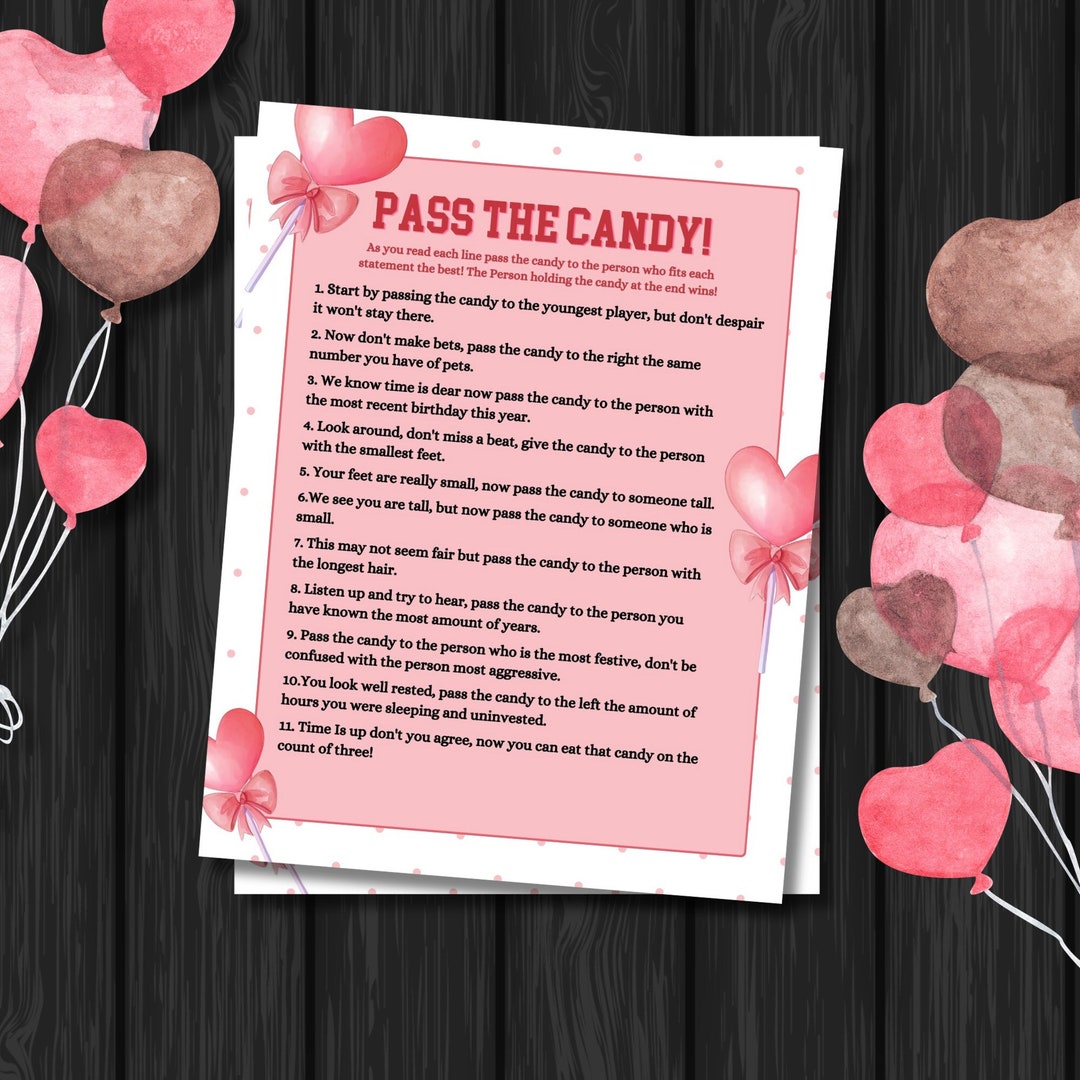 Valentine's Day Pass the Candy | Valentine's Party Games | Valentines ...