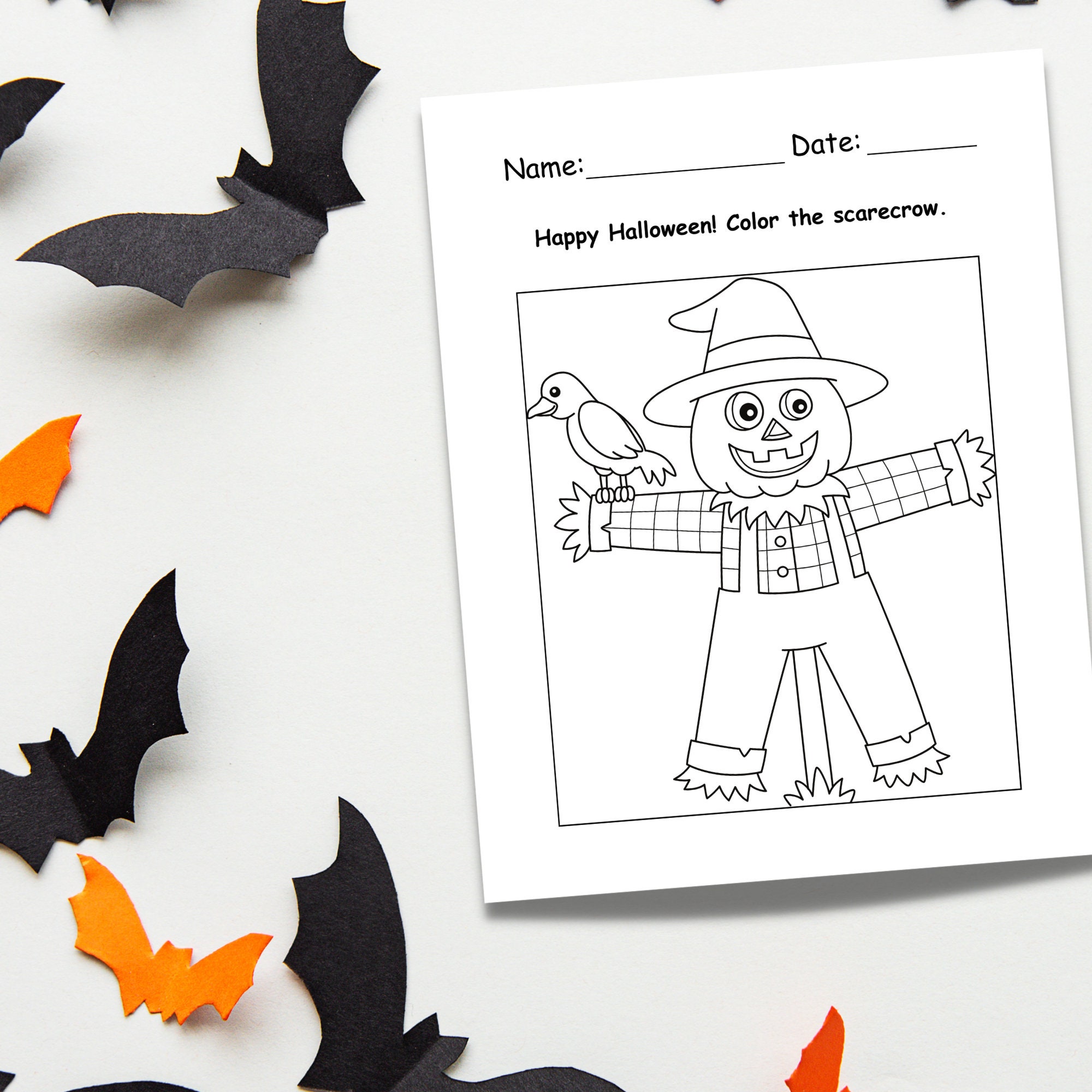 Halloween Coloring Page, Large Form for Toddler, Digital Download ...