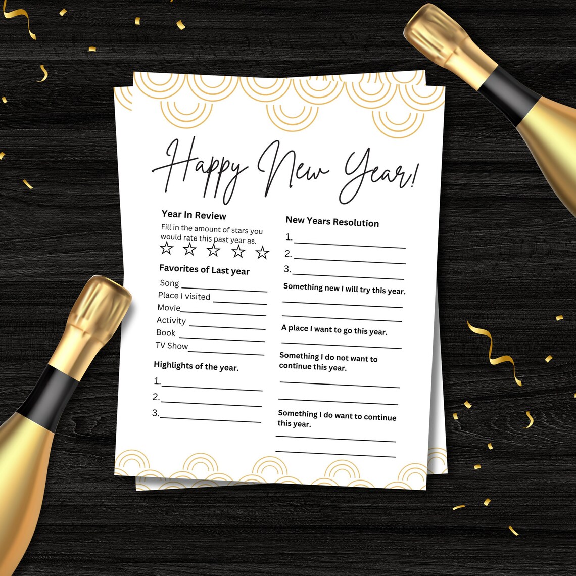 New Years Year in Review Game, New Year Eve Party Game, New Year Eve ...