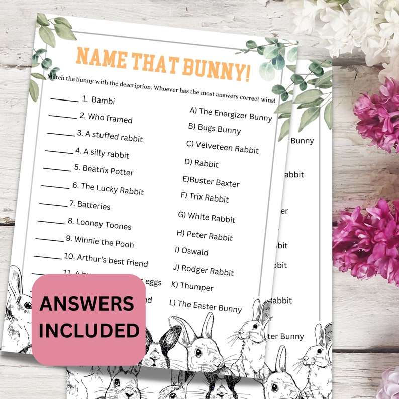 Easter Trivia Game | Name That Bunny Game | Spring Activity | Easter ...