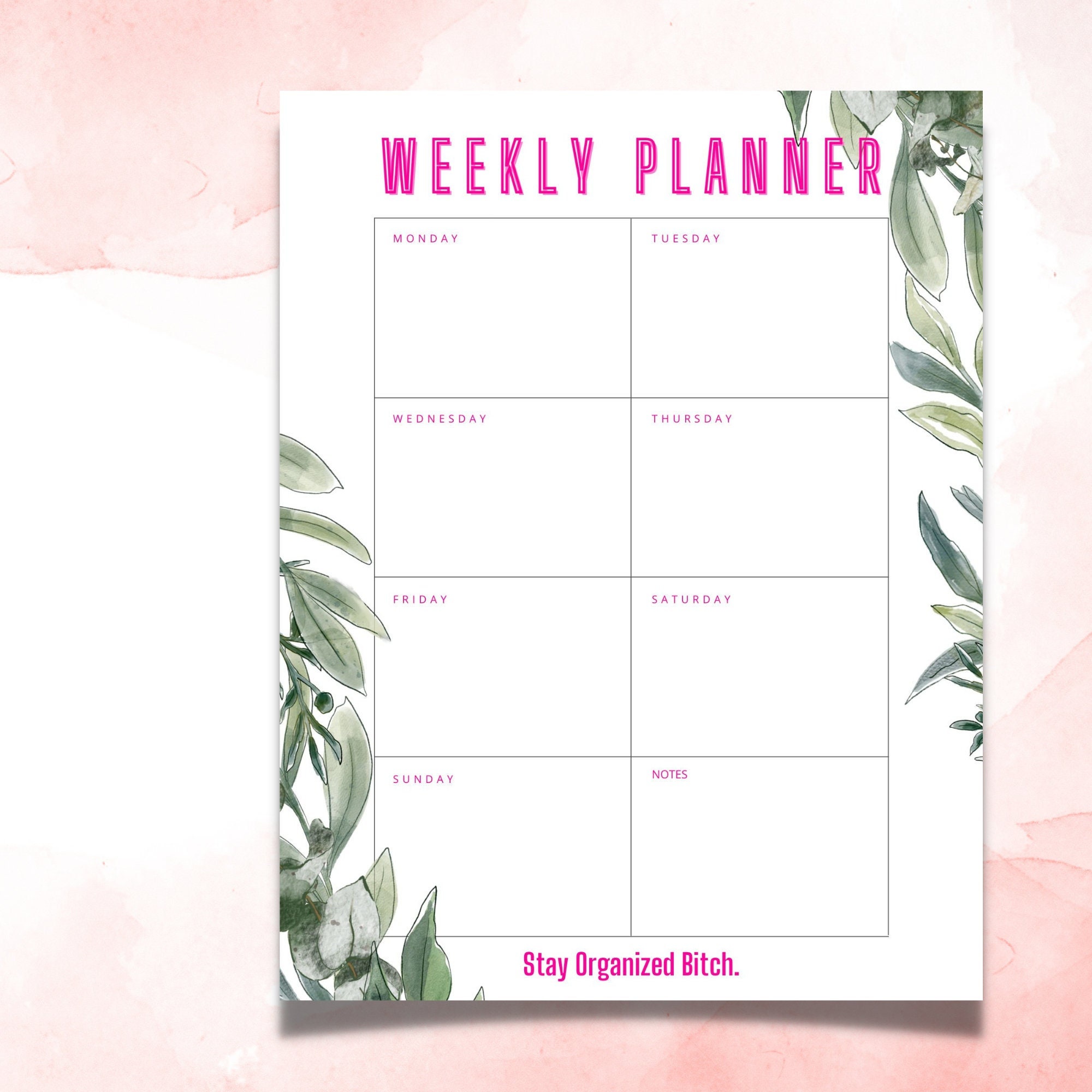 Weekly Organizer, Weekly Schedule, Weekly Planner Printable to Do List ...