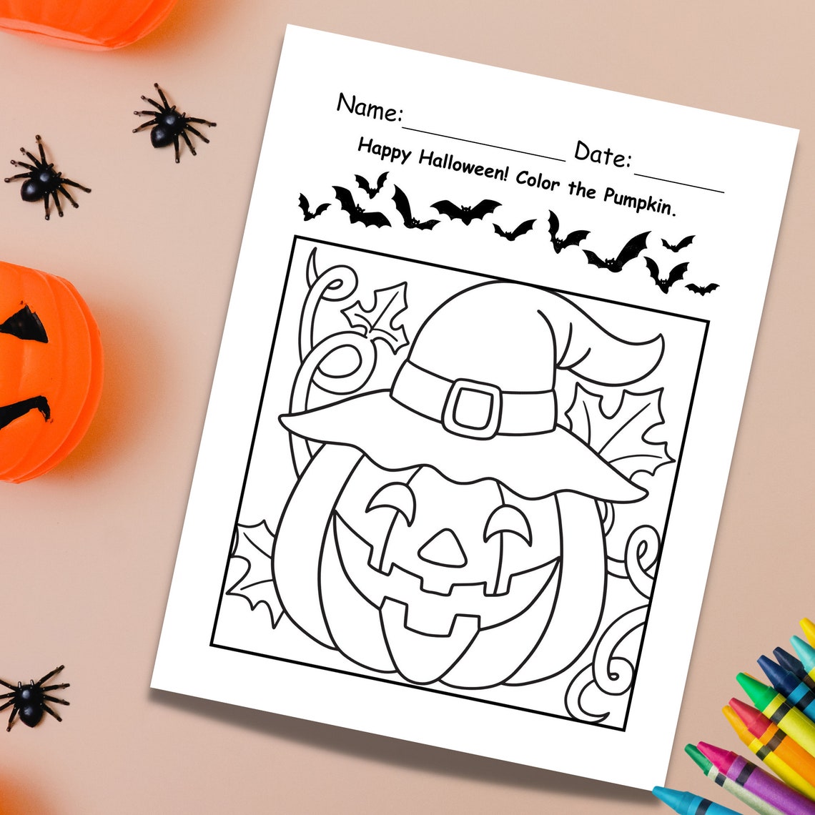 5 Halloween Coloring Page Large Form for Toddler Digital - Etsy