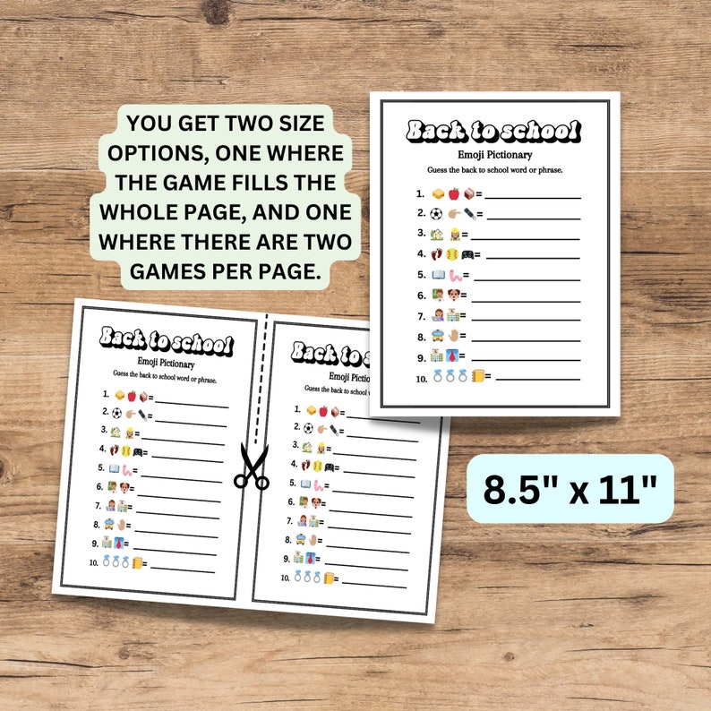 Back to School Game, Emoji Pictionary Worksheet, First Day of School ...