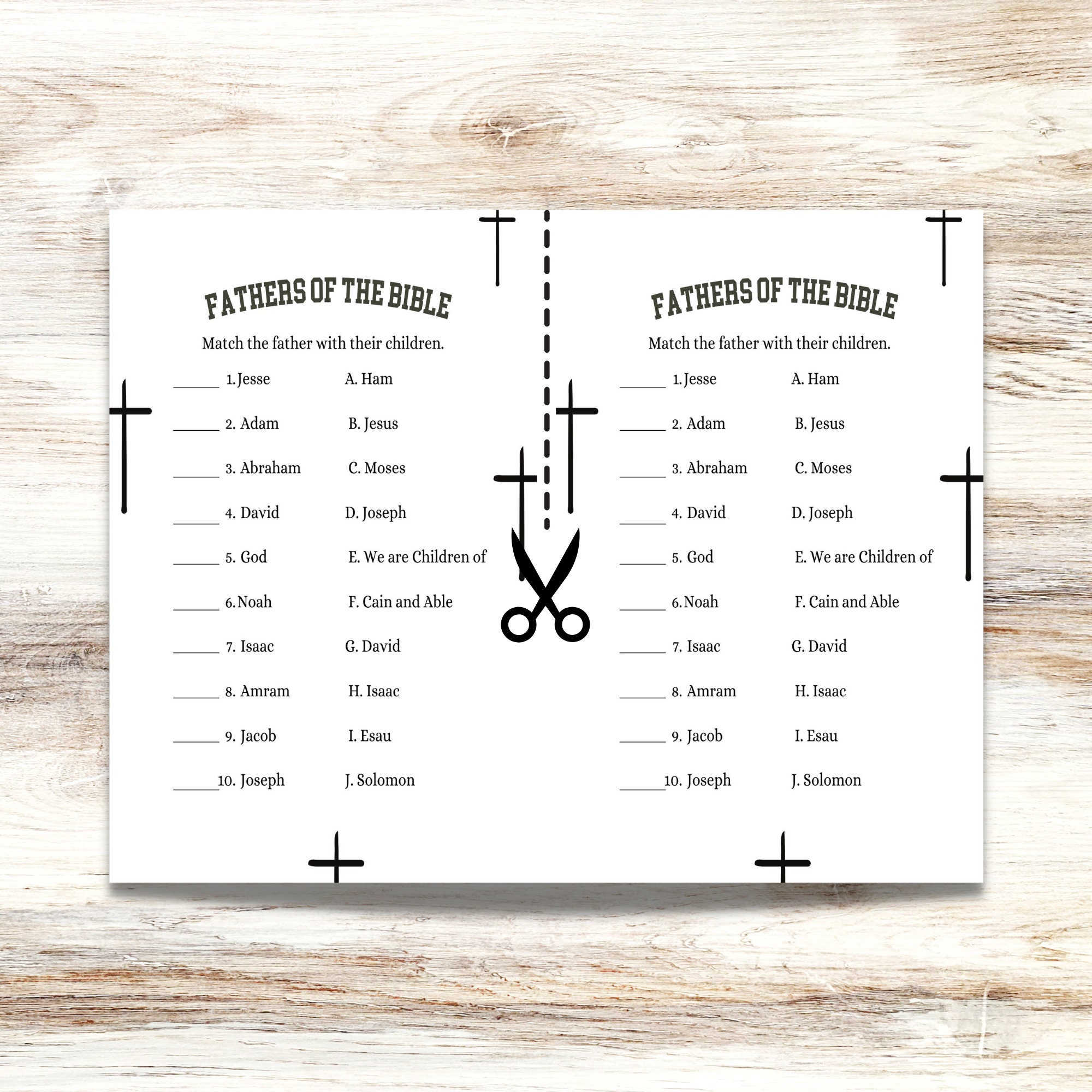 Fathers Day Bible Match Game | Fathers in the Bible Match Party Game ...