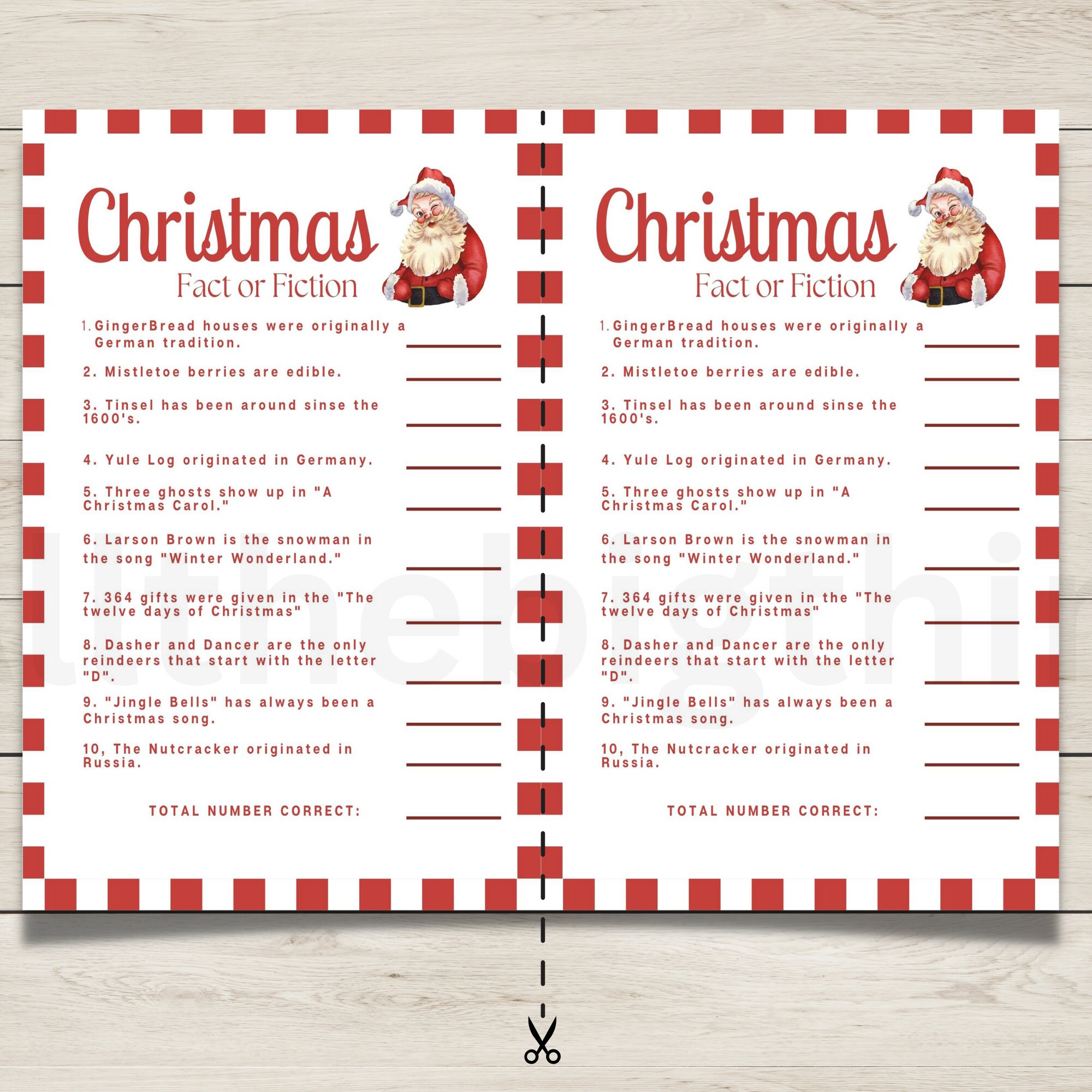 Christmas Game, Fact or Fiction Game, Holiday Party Game, Christmas ...