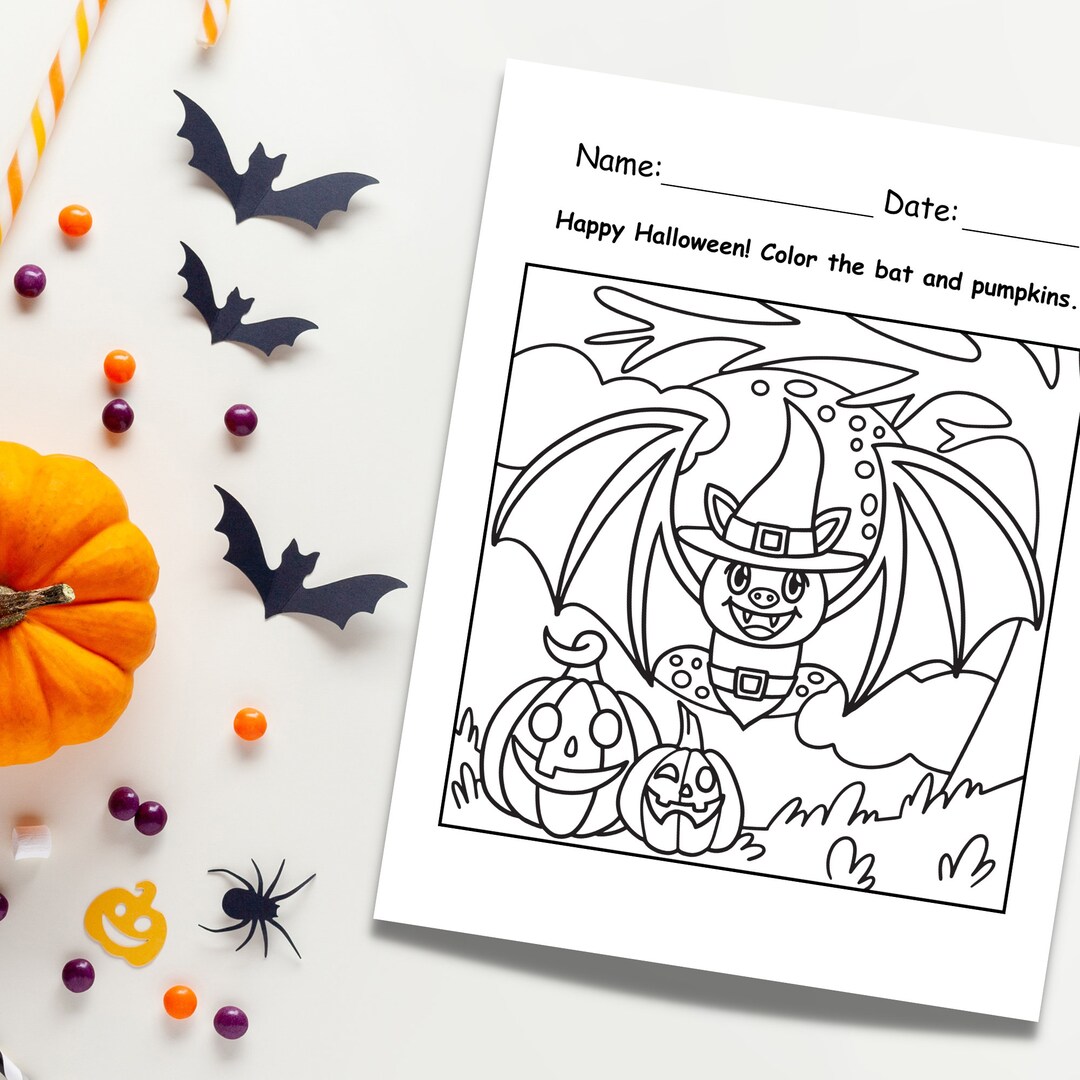 Halloween Coloring Page, Large Form for Toddler, Digital Download ...