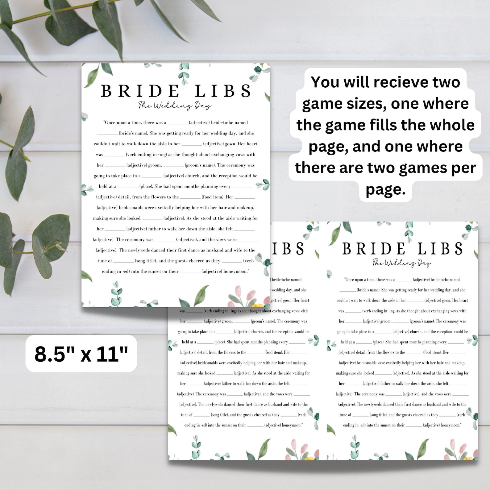 Mad Libs Bridal Shower Game, Printable How They Met Mad Libs, Modern ...