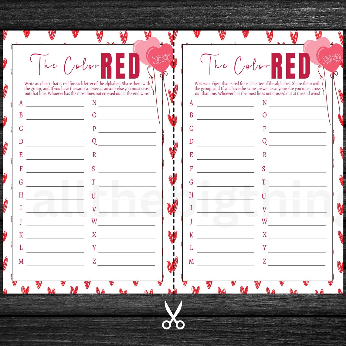 Valentine's Day the Color Red Game | Valentine Printable Games | Fun ...