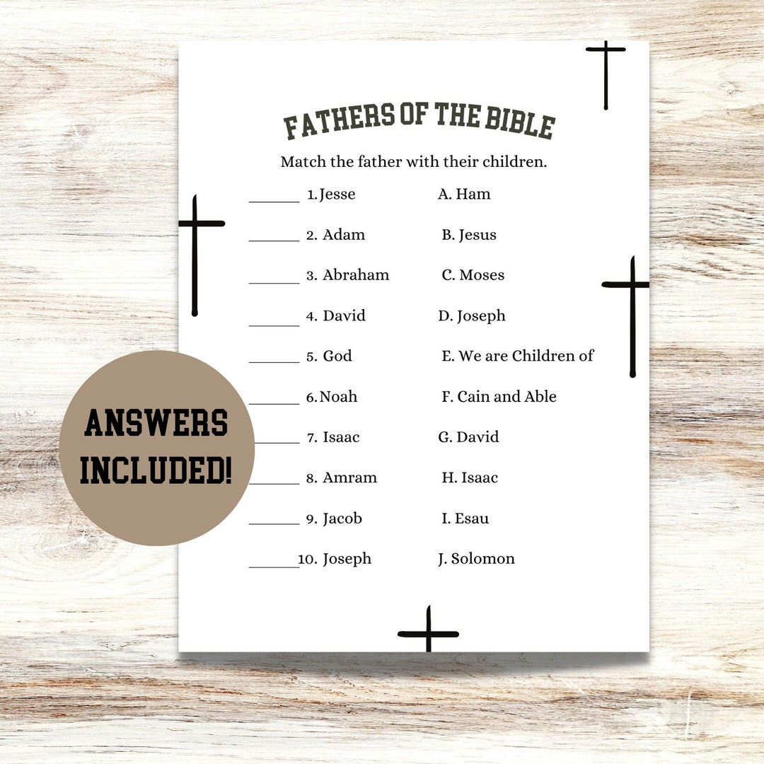 Fathers Day Bible Match Game | Fathers in the Bible Match Party Game ...